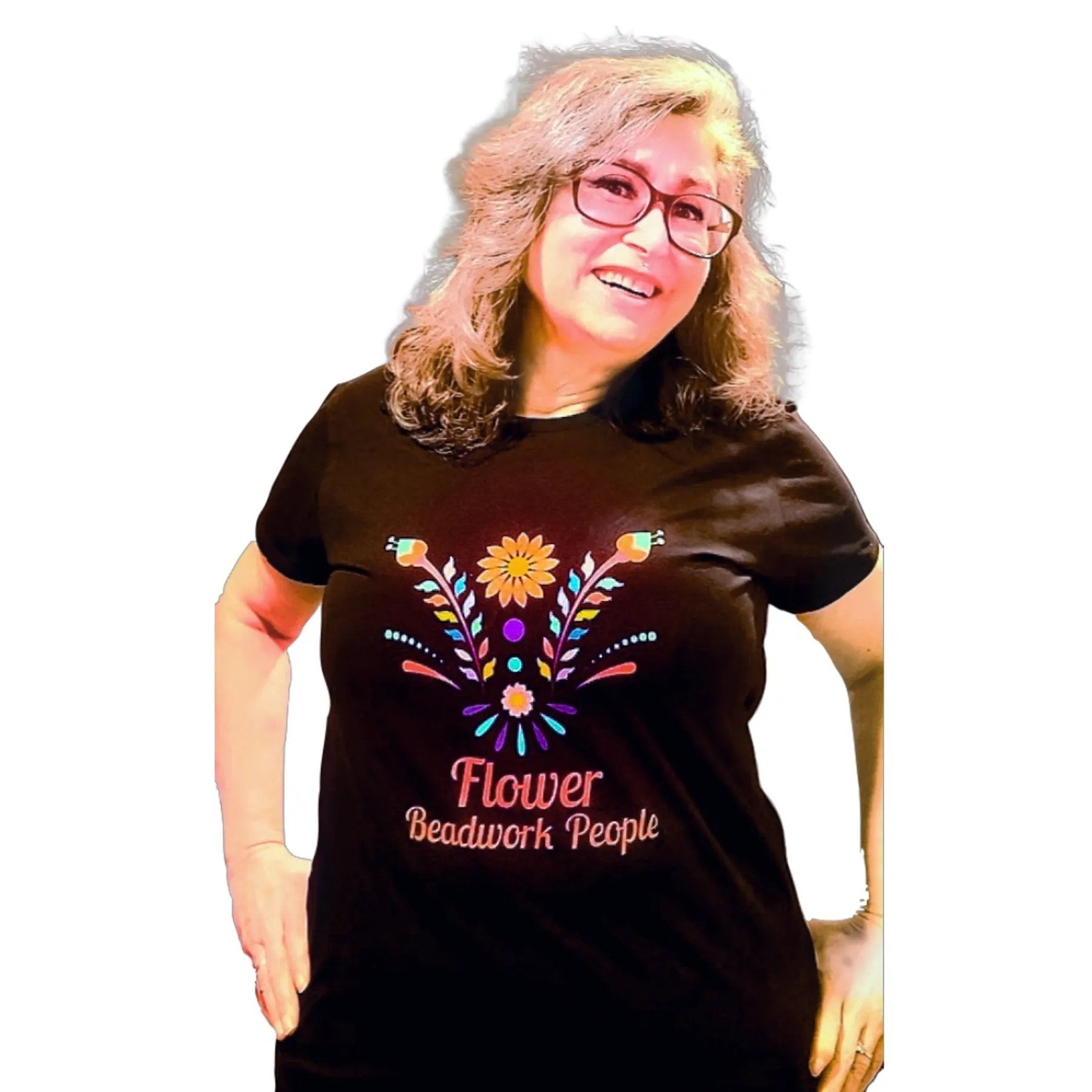 T-Shirt Flower Beadwork People | Mystical Metis